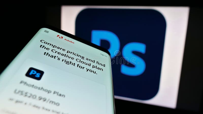 Smartphone with Website of Graphics Editor Software Adobe Photoshop on ...