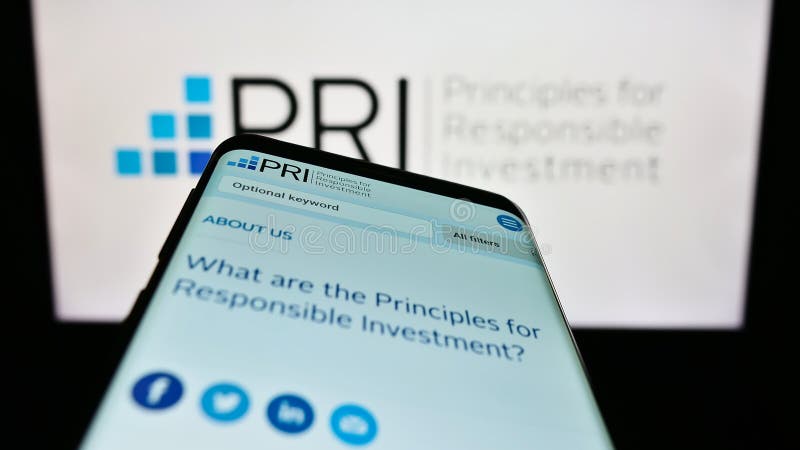 Smartphone with Website of UN Principles for Responsible Investment ...