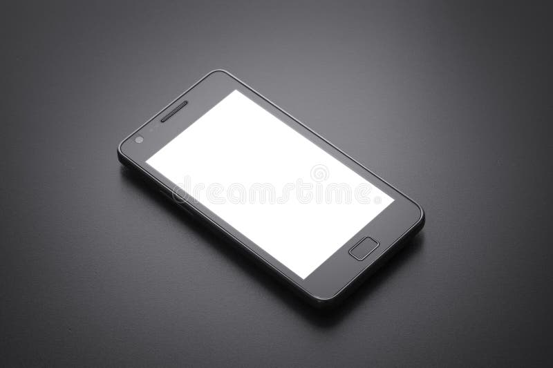 Old Smartphone in a Black Matte Surface, with Blank Screen for ...