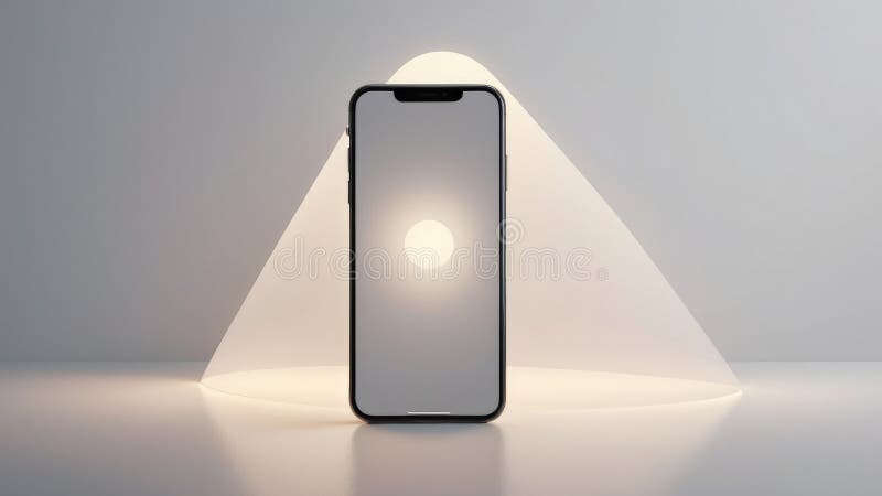 A Smartphone on a White Surface Illuminated by a Spotlight Stock ...