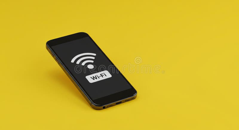 Smartphone Wi Fi Symbol Vibrant Yellow Background Stock Photos - Free ...