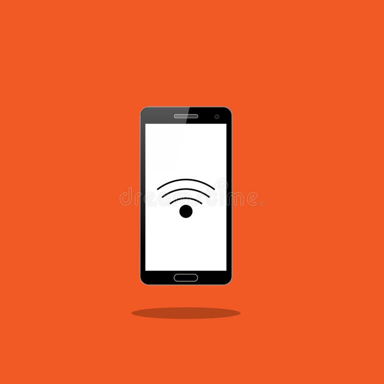 Smartphone with Wifi Signal Stock Illustration - Illustration of sign ...