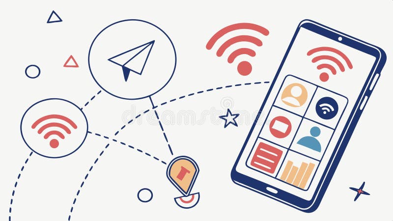 Smartphone with Wifi and Social Media Icons, Modern Communication Tech ...