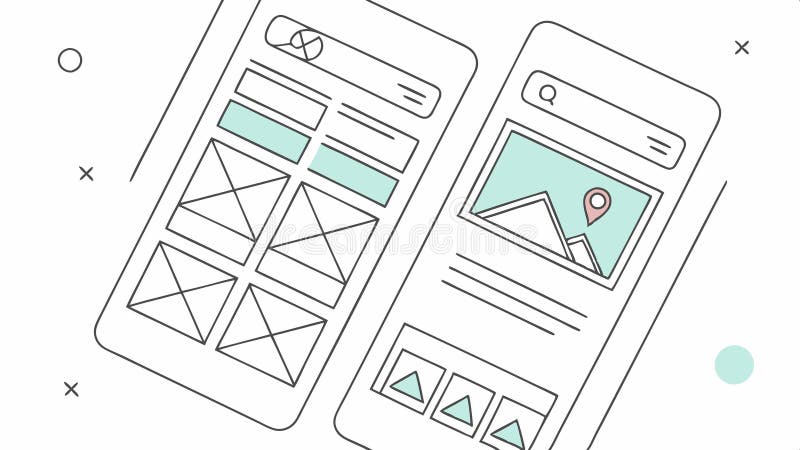 Smartphone with Wireframe Design, App Development and UI Design Vector ...