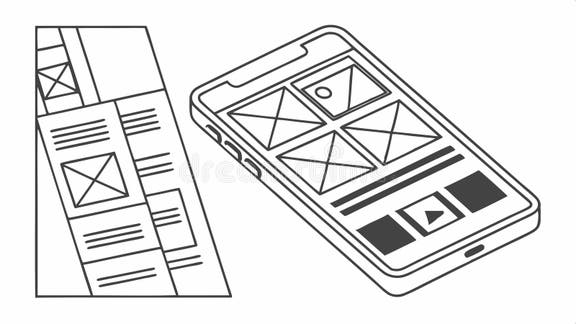 Smartphone Wireframe Layout, App Design and UI Template Vector Design ...