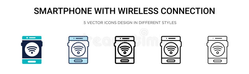 Smartphone with Wireless Connection Icon in Filled, Thin Line, Outline ...