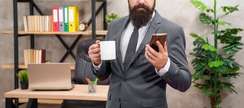 Smartphone for Work. Man Crop View Use Smartphone. Mobile Communication ...