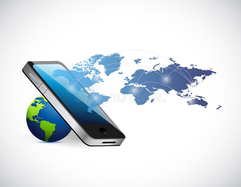 Earth globe on smartphone stock illustration. Illustration of earth ...