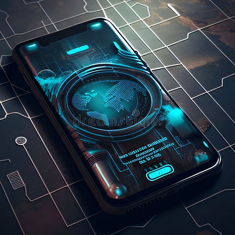 Smartphone with World Map on Screen. 3d Render Illustration Stock ...