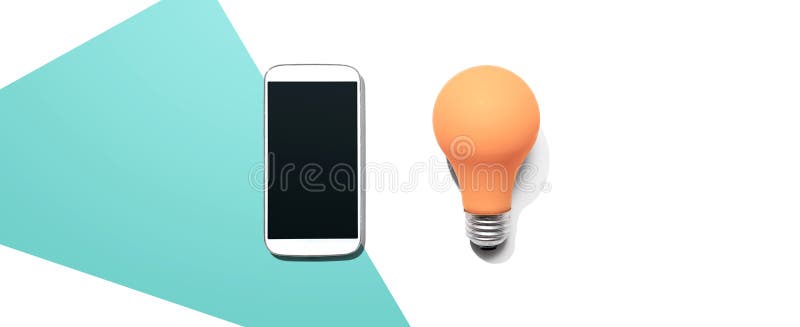 Smartphone with a Yellow Light Bulb Stock Image - Image of power, ideas ...