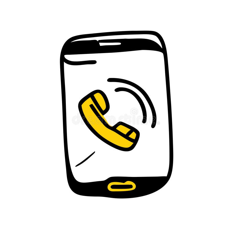 A Smartphone with a Yellow Phone Icon Displayed on Its Screen Stock ...