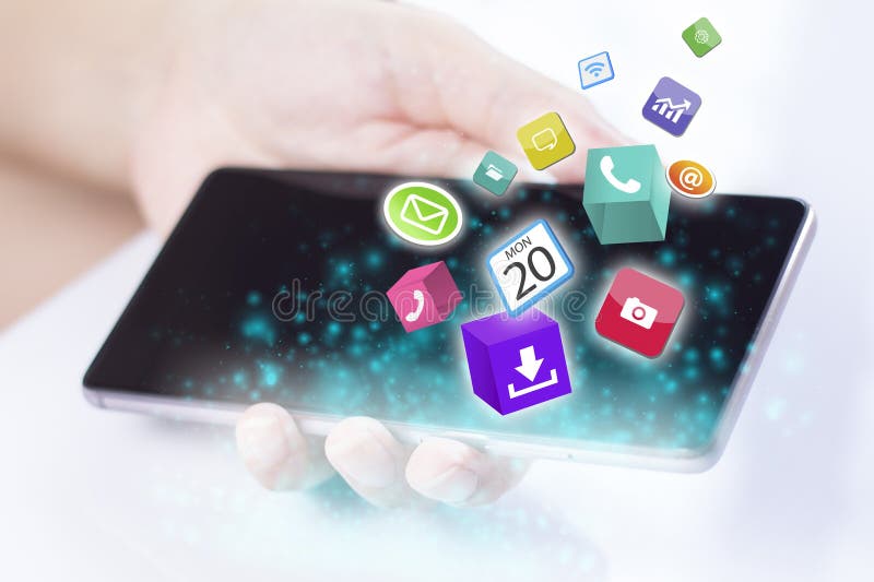 Application Icons with Smart Wristband. Stock Photo - Image of ...