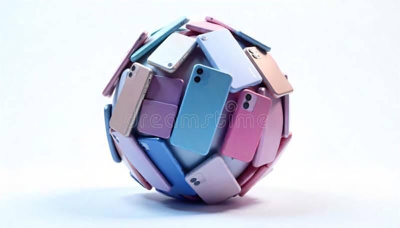 Smartphones that are Assembled Together To Form a Spherical Shape on a ...