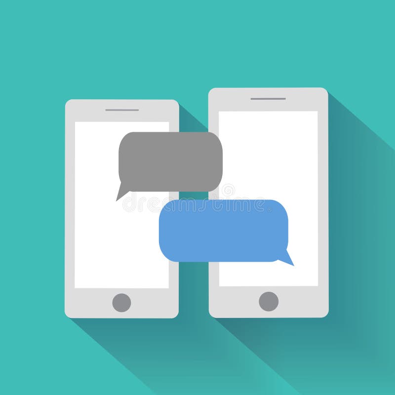 Smartphones with Blank Speech Bubbles Stock Vector - Illustration of ...