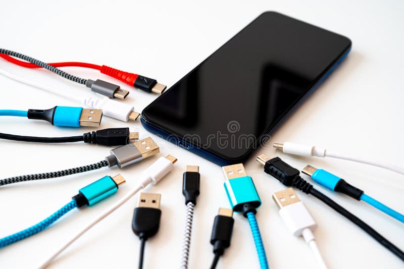 Smartphones, and USB Cables. Stock Photo - Image of fast, smartphone ...