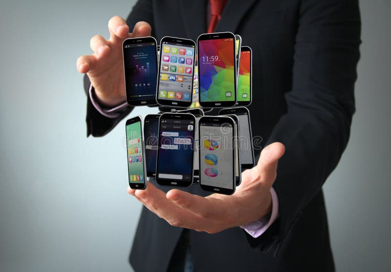 Smartphones Collection Concept Stock Illustration - Illustration of ...