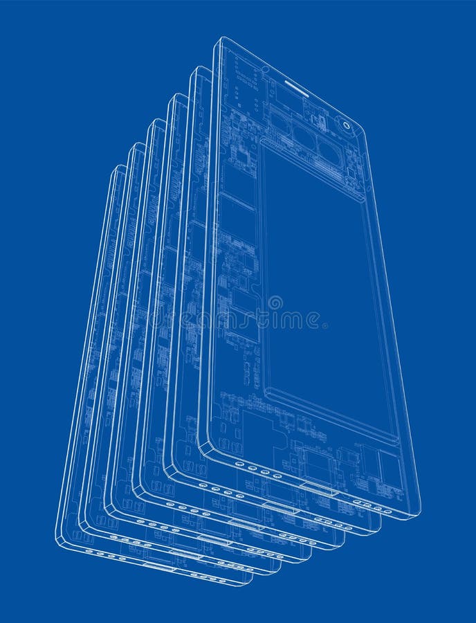 Smartphones Concept Outline. Vector Stock Vector - Illustration of ...