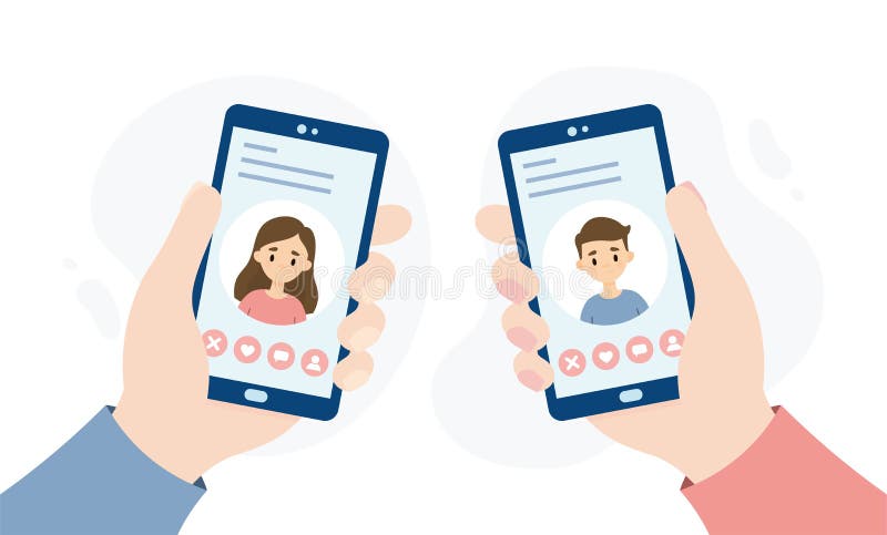Dating Application for Smartphones. Hands Holding Smartphones Stock ...