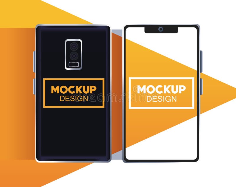 Smartphones Devices Mockup Branding with Squares Frames Stock Vector ...