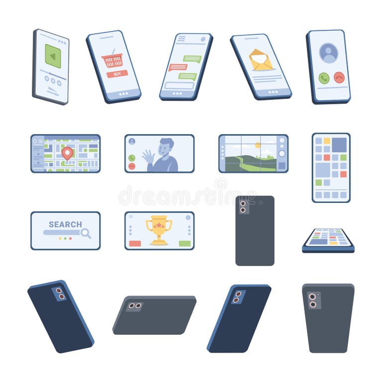 Smartphones Different Angles Stock Illustrations – 171 Smartphones ...