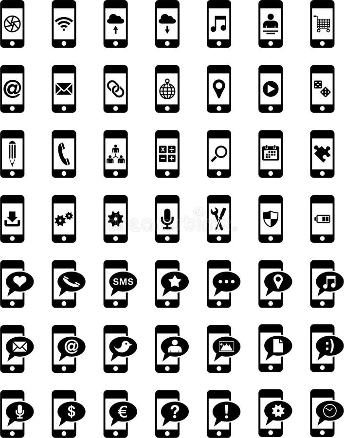 Smartphones with Different Icons on the Screen Stock Vector ...