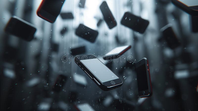 Smartphones Floating through Space Stock Illustration - Illustration of ...