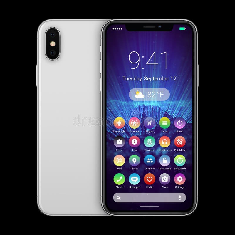 Front View of Black Smart Phone with Smart Home Application on T Stock ...