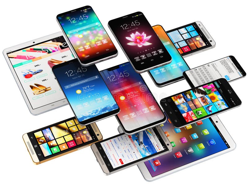 Smartphones, Handys Und Tablet-Computer Stock Abbildung - Illustration ...
