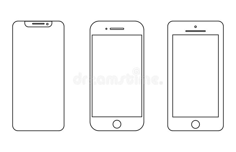 Smartphones Icon Outline Set on Isolated White Background Stock Vector ...