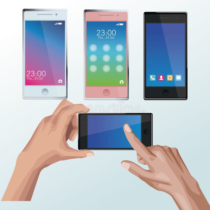 Smartphones, Mobile Phones And Tablet Computers Stock Illustration ...