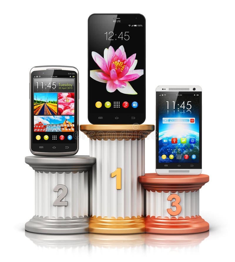 Smartphones Oder Handys Auf Sockel Stock Abbildung - Illustration von ...