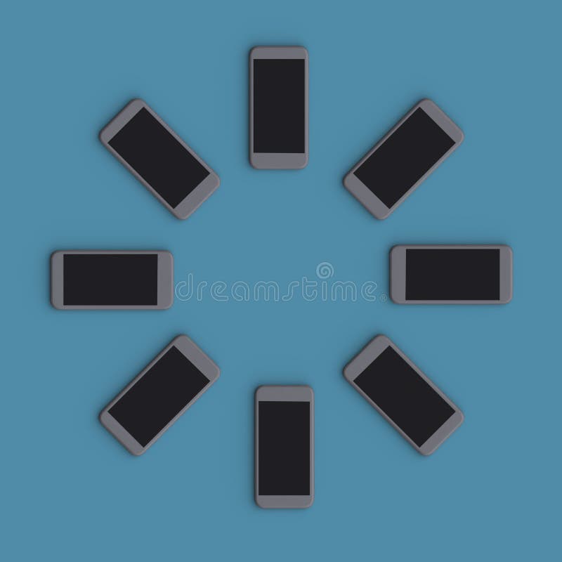 Smartphones are Placed in Circle. Abstract Background with Mobile ...