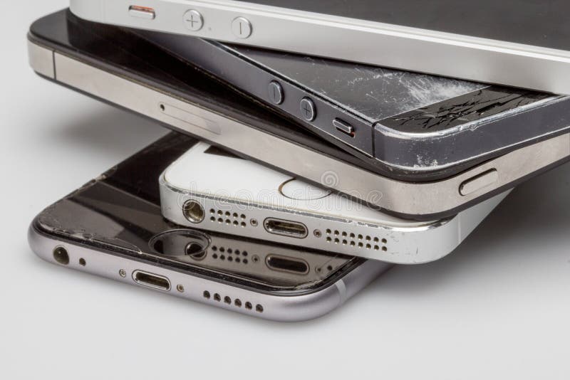 Smartphones are Placed One To Another, Laying on the Table Side is ...