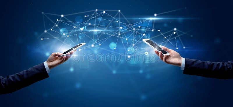 Smartphones Sharing Business Data Stock Image - Image of exchange ...