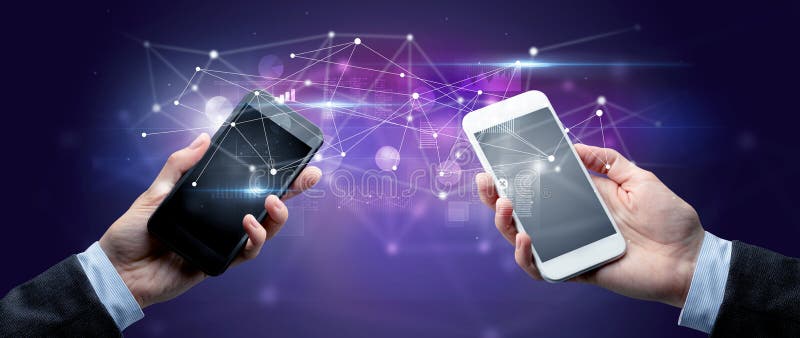 Smartphones Sharing Business Data Stock Image - Image of exchange ...