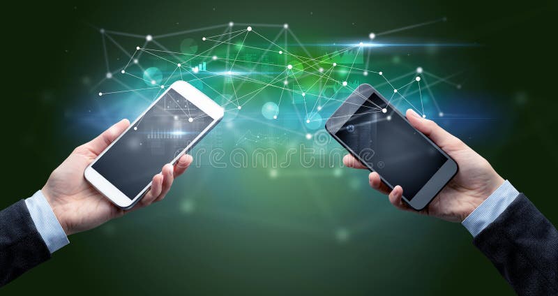 Smartphones Sharing Business Data Stock Illustration - Illustration of ...