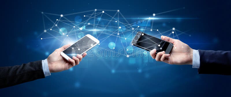 Smartphones Sharing Business Data Stock Photo - Image of paper, icon ...