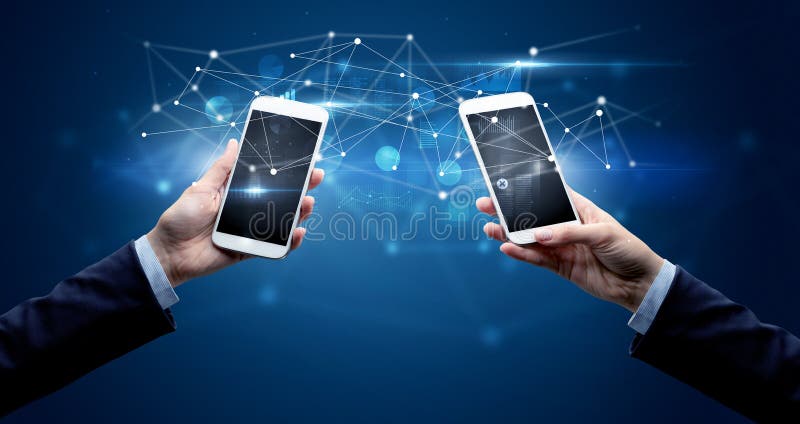 Smartphones Sharing Business Data Stock Photo - Image of acquaintance ...