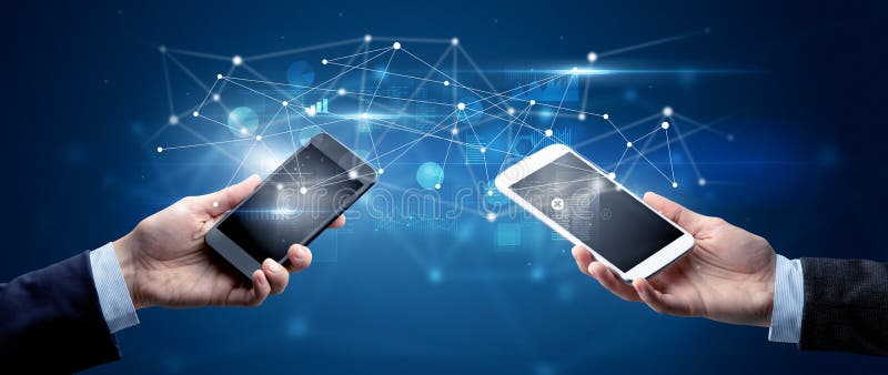 Smartphones Sharing Business Data Stock Image - Image of paper, device ...