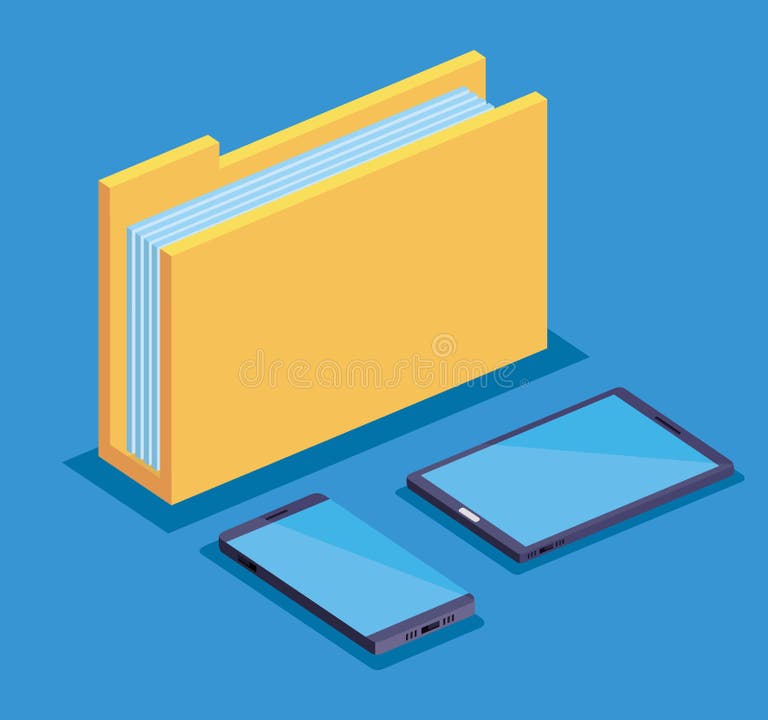 Smartphones Technology and Folder with Documents Information Stock ...