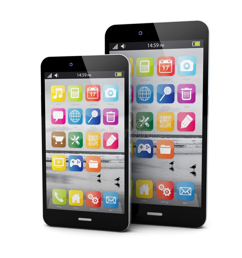 Smartphones two sizes stock image. Image of device, modern - 44353999