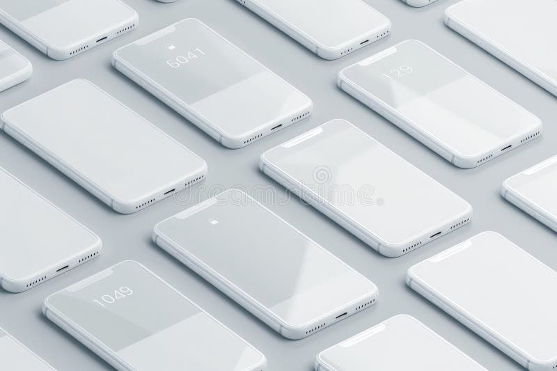 Smartphones UI Layout Mockup in Perspective. Many Example White ...