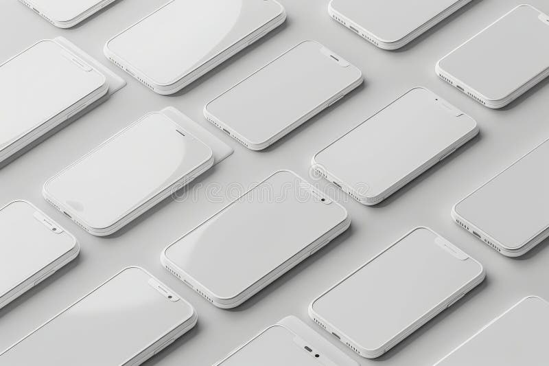Smartphones UI Layout Mockup in Perspective. Many Example White ...