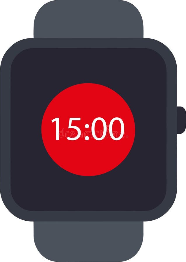 Vector Illustration of a Smart Watch with a Red Button and the Hours on ...