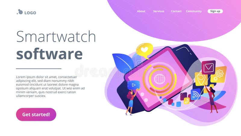 Smartwatch App Concept Landing Page. Stock Vector - Illustration of ...