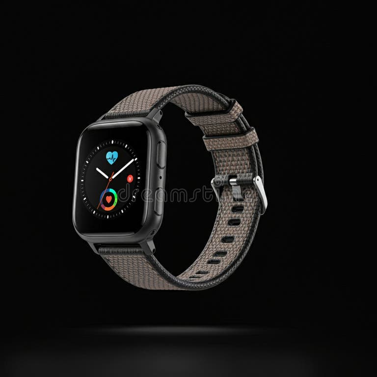 Smartwatch with a Black Rectangular Face Showing a Digital Display with ...