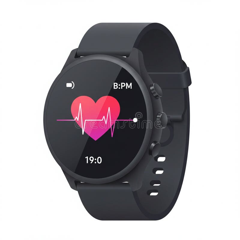 Smartwatch with a Black Strap and Circular Touchscreen Display. the ...