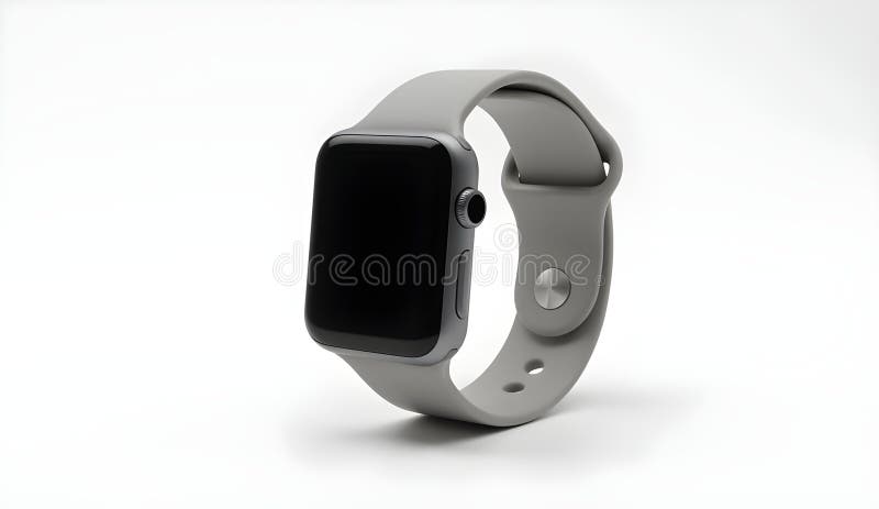 Smartwatch with a Blank Screen and Silicone Strap on White Background ...