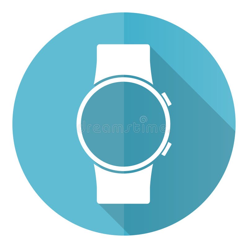 Smartwatch Blue Round Flat Design Vector Icon Isolated on White ...