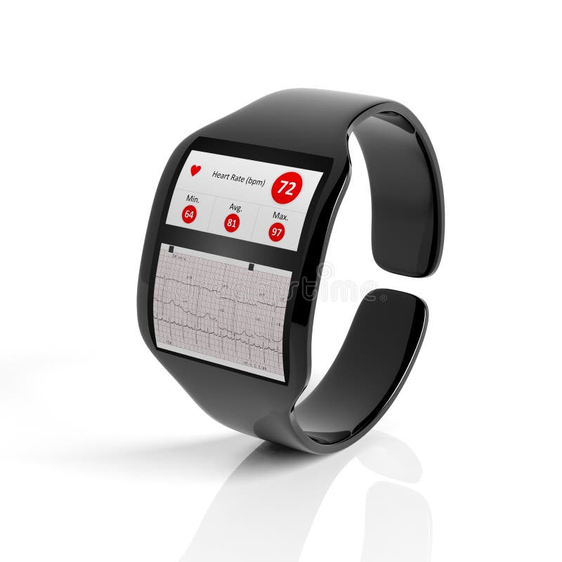 Smartwatch with Cardio App on Screen Stock Illustration - Illustration ...